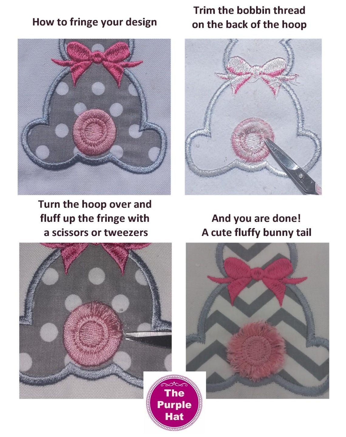 Fringe Fluffy Floral Bunny Face 4x4 Machine Embroidery Digital Download ...