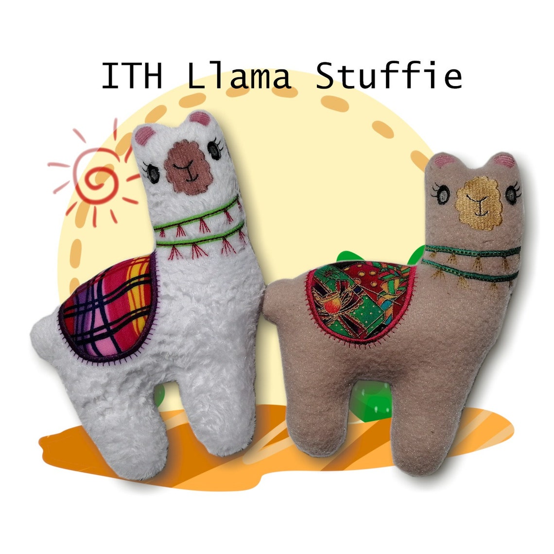 ITH Llama Alpaca Stuffed Animal 5x7 & 6x10 - Machine Embroidery Soft ...