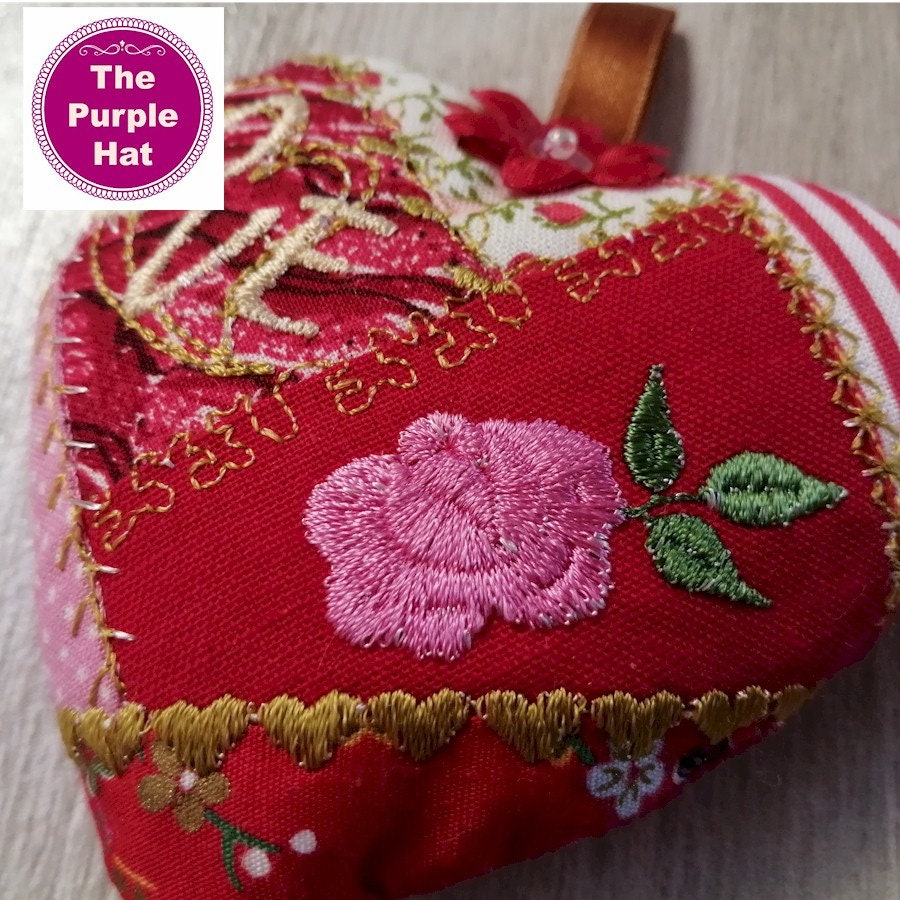 ITH Crazy Patch Heart Ornament 4x4 5x7 6x10 Machine Embroidery in the ...