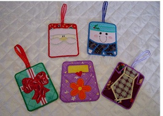 4 X 4 Hoop Christmas Gift Card Holder Machine Embroidery Design ITH ...