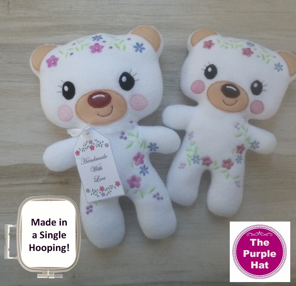 ITH Blossom Stuffed Bear Toy 6x10 7x11 8x12 Machine Embroidery in the ...
