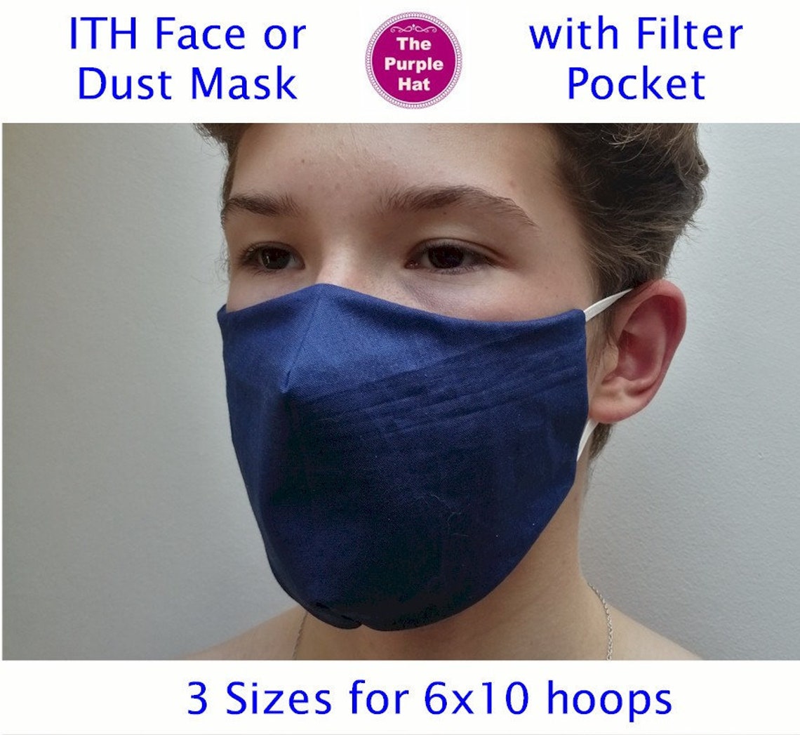 In the Hoop ITH Contoured Face or Dust Mask With Filter Pocket 3 Sizes ...