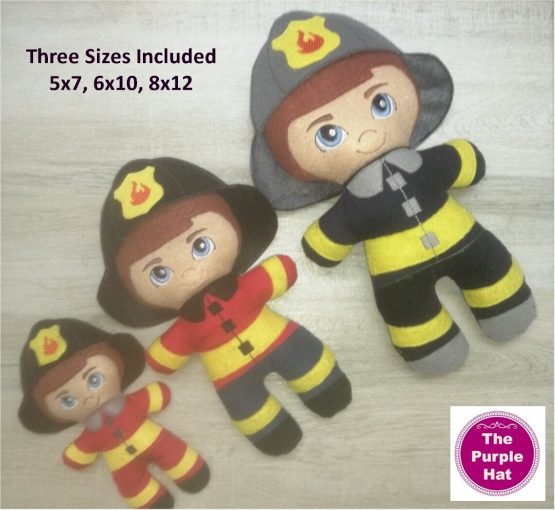 ITH Heroes: Fireman Plush Doll Stuffed Toy 5x7 6x10 8x12 - Machine ...