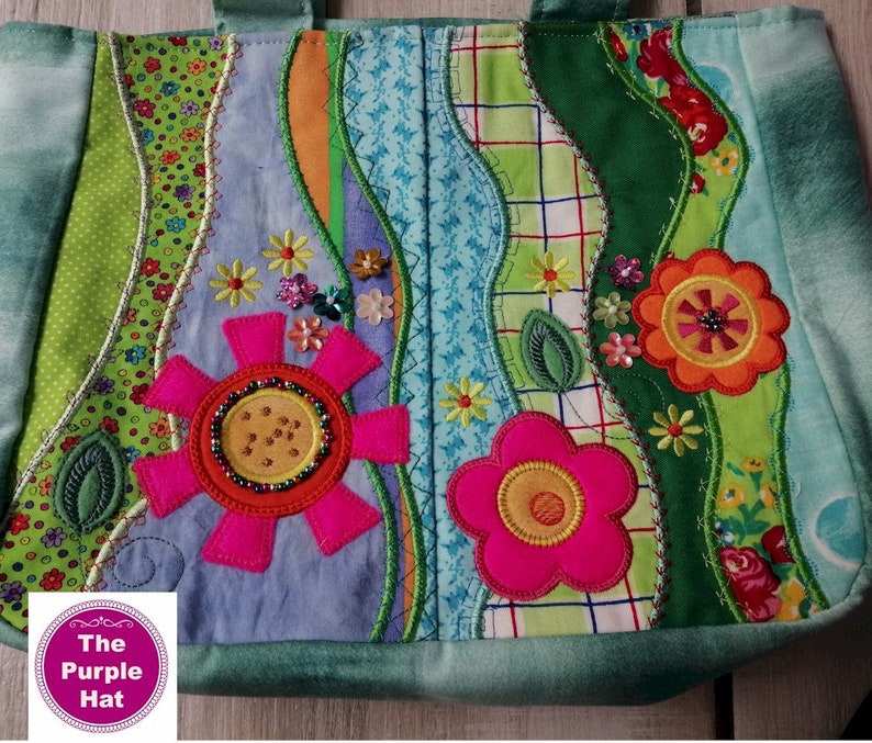 ITH Funky Flowers Bag 5x7 and 6x10 Machine Embroidery Designs - Etsy