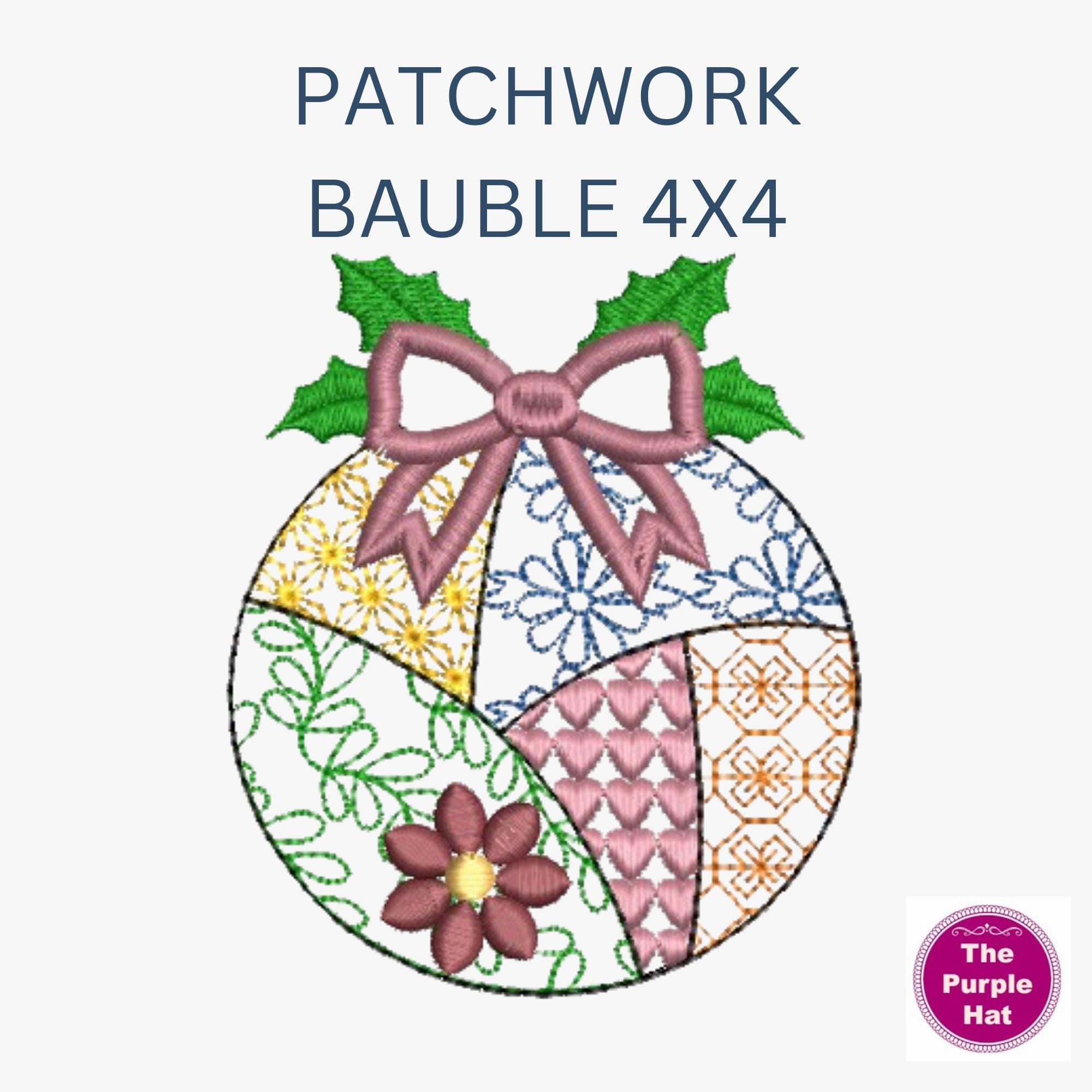 Patchwork Bauble 4x4 Machine Embroidery Design Instant Download ...