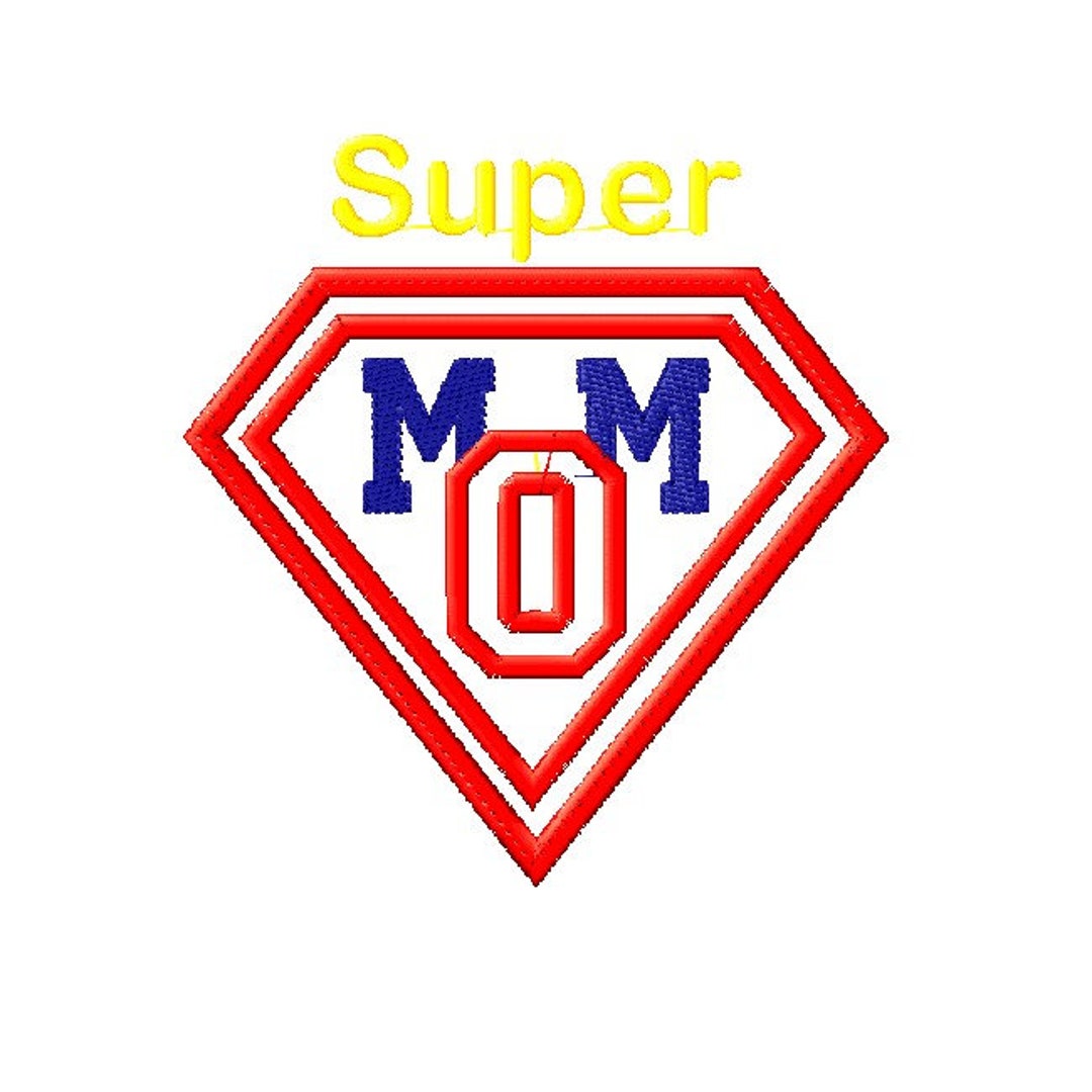Supermom Applique Design - 5x7 - Machine Embroidery Design - Hus Pes ...