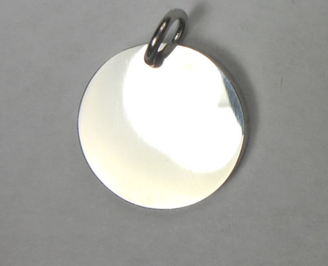 Engraved Round / Charm, Polished, Stainless Steel, Free Engraving - Etsy