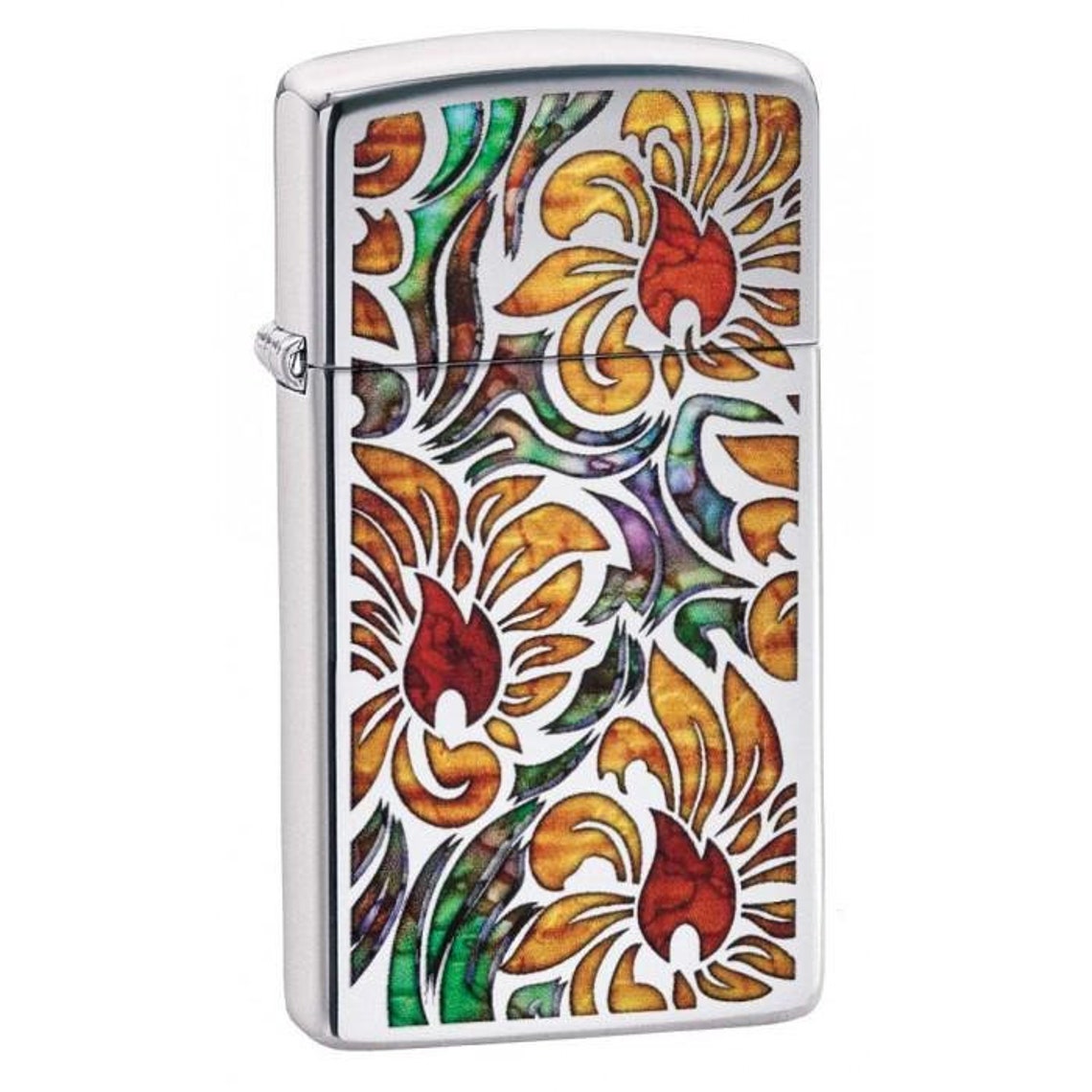 Engraved Zippo slim Design floral Pattern - Etsy