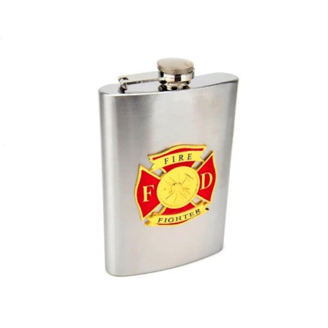 Flask, Fire Fighters Logo With Free Fngraving - Etsy
