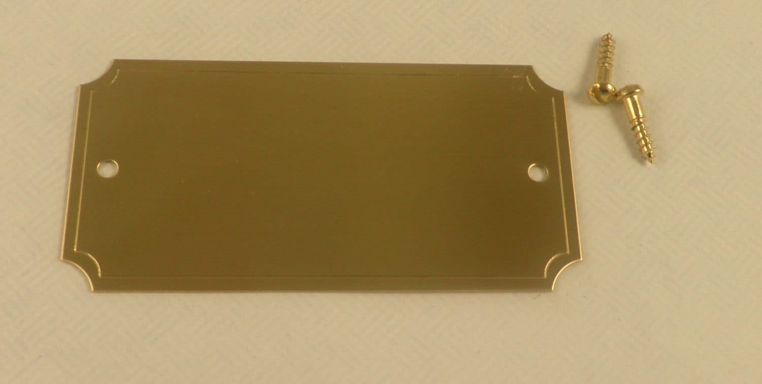 Name Plate Brass, 1-1/4 X 2-1/2, With Holes and Screws Satin Gold or ...
