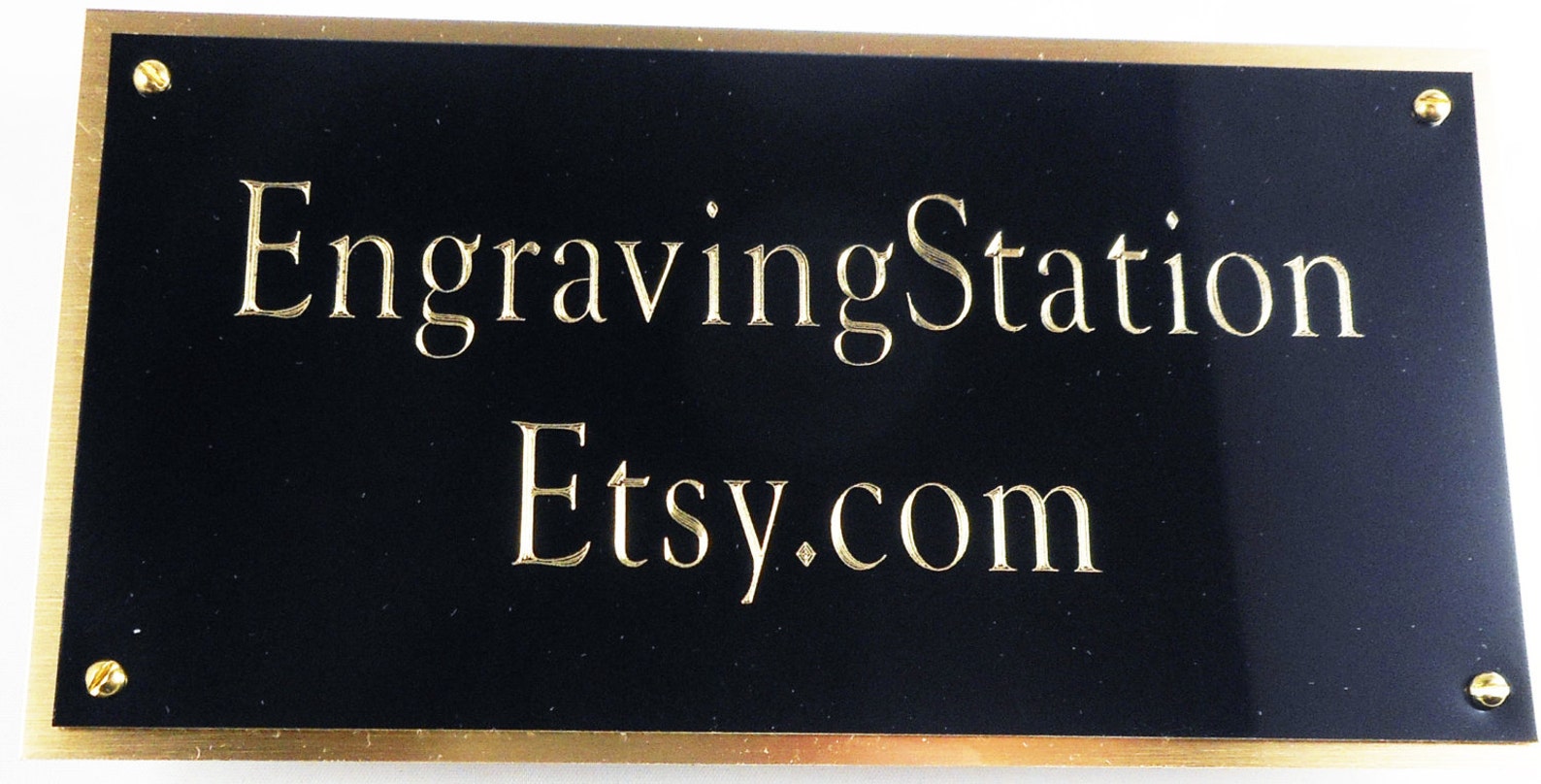 Nameplate Brass, 3 X 6, 2 Tone With Backing Plate.. Engraving Included ...
