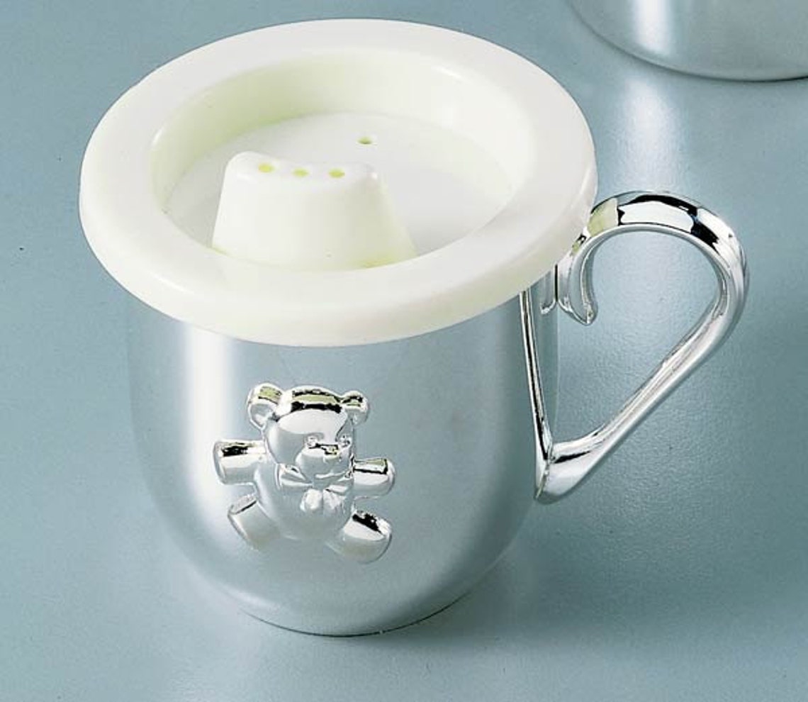 Engraved Teddy Bear Baby Cup Silver Plated Finish Free | Etsy