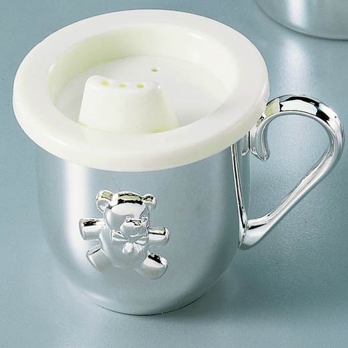 Engraved Teddy Bear Baby Cup Silver Plated Finish Free | Etsy