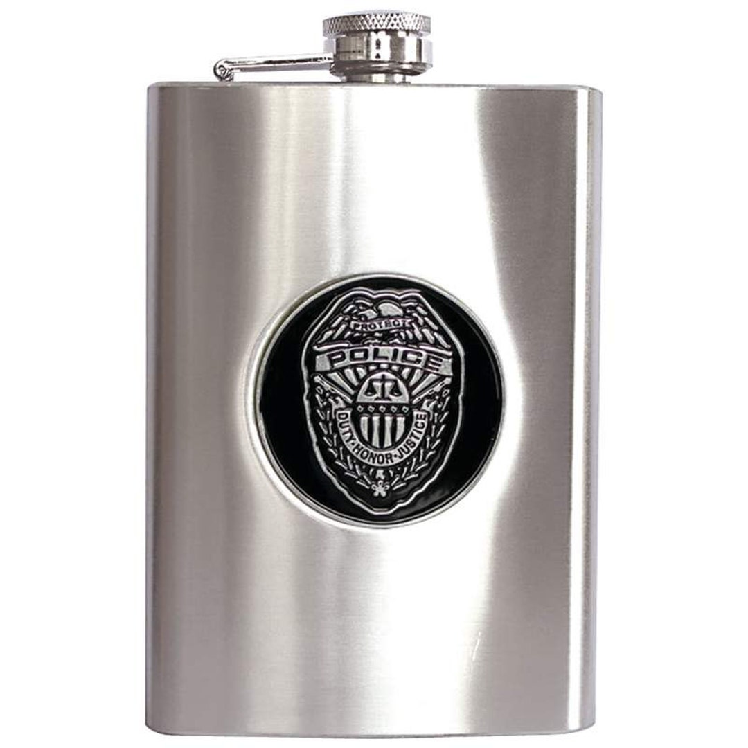 Flask, Police Logo With Free Fngraving - Etsy