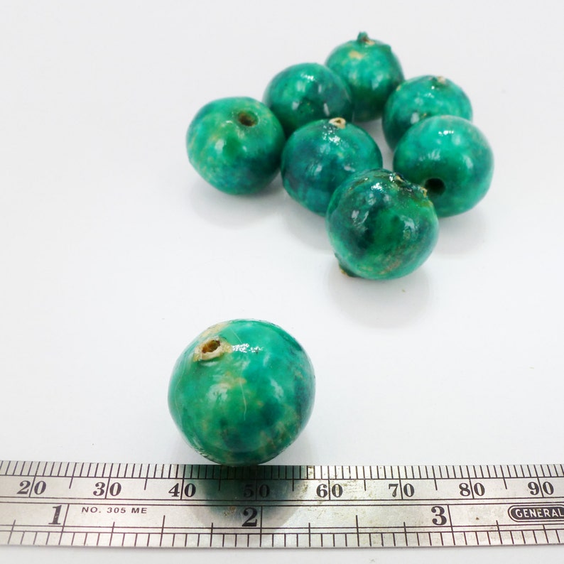 20mm Rare Vintage Multi Turquoise Blue Paper Mache Round Bead 6pcs - Etsy