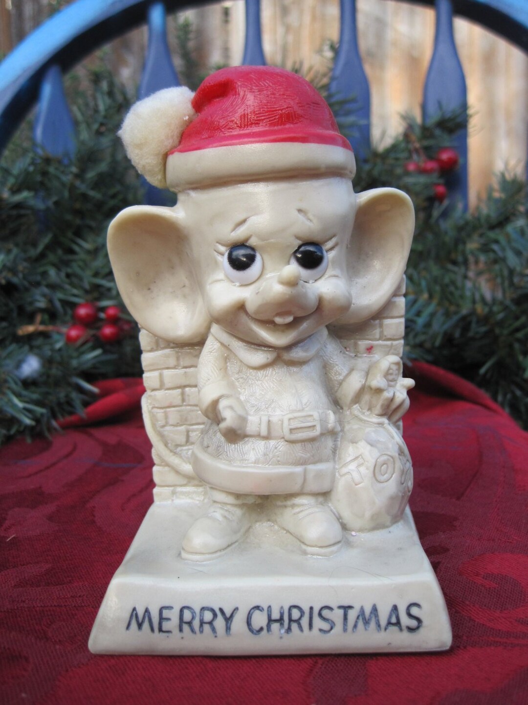 Christmas Big Ear Mouse Sculpture Christmas Figurine Christmas Unique ...