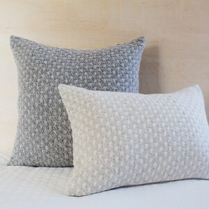 Gray Wool Pillow Cover With Woven Texture, Solid Gray Lattice Weave ...