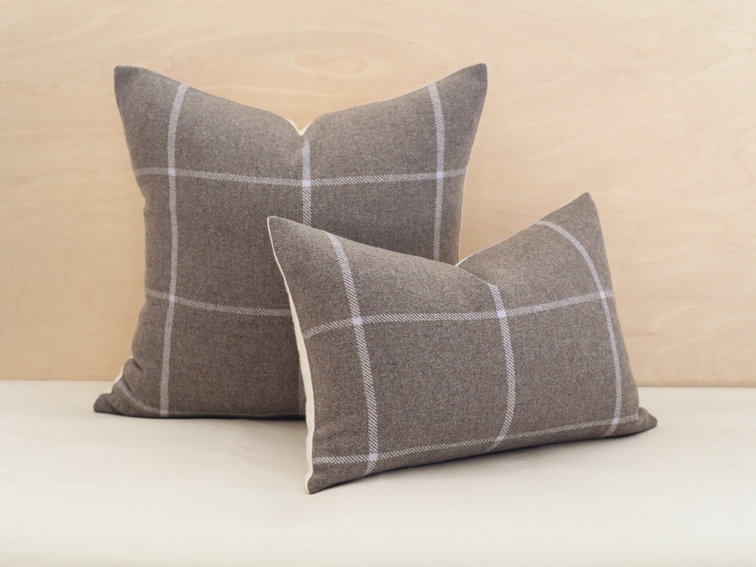 Tan & Cream Windowpane Plaid Wool Pillow Cover (made to Order) - Etsy