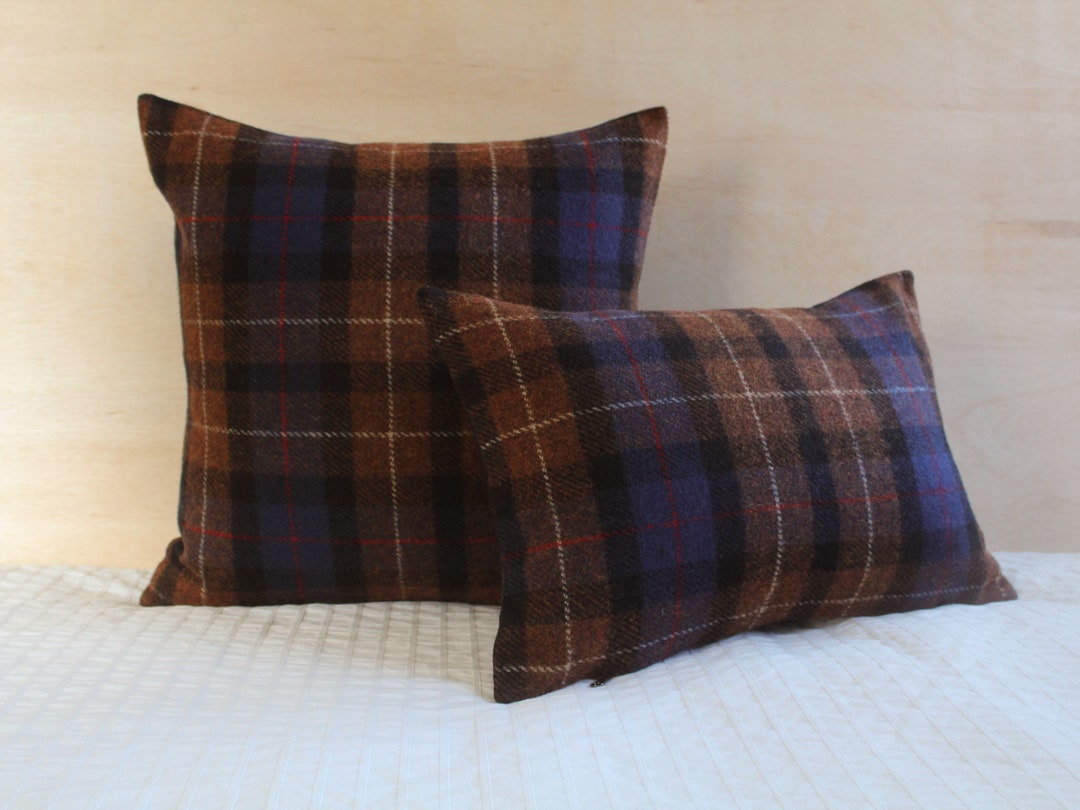 Shelter Bay Plaid Wool Pillow Cover, Brown Plaid Pillow Cover (made to ...