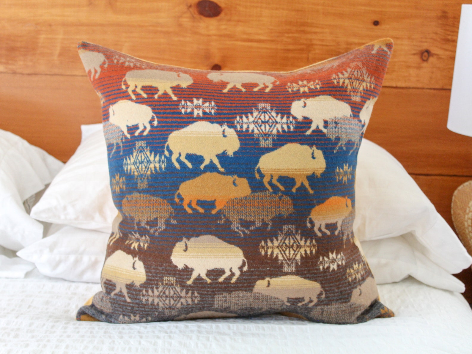 Land of the Buffalo Wool Pillow Cover, Southwestern Pillow Cover ...