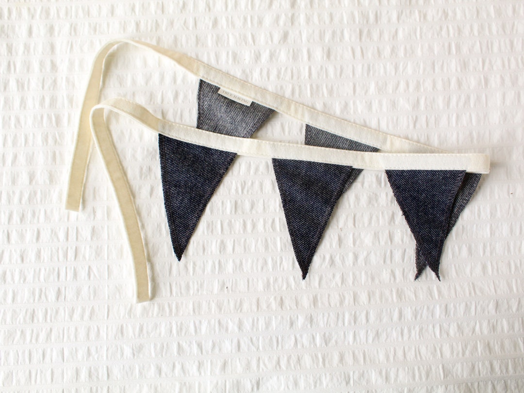 Navy Twill Wool Flag Garland, Dark Blue Bunting (ready to Ship) - Etsy