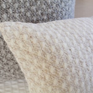 Gray Wool Pillow Cover With Woven Texture, Solid Gray Lattice Weave ...