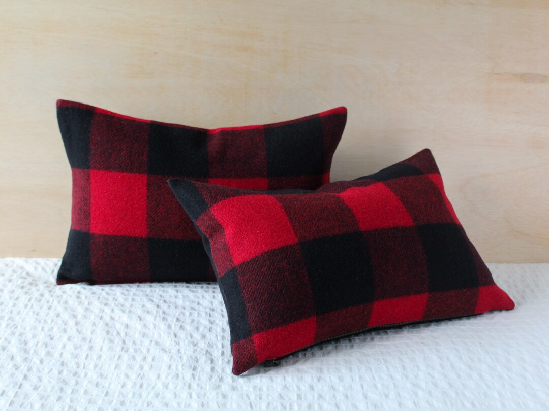 12x18 Buffalo Check Pillow Cover, Red Buffalo Check Pillow, Red Tartan ...