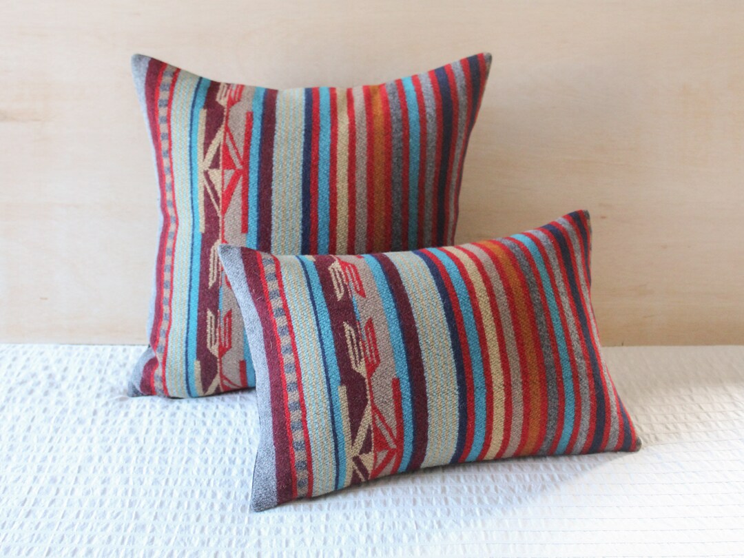Chimayo Wool Pillow Cover in Garnet Grey Stripe (made to Order) - Etsy