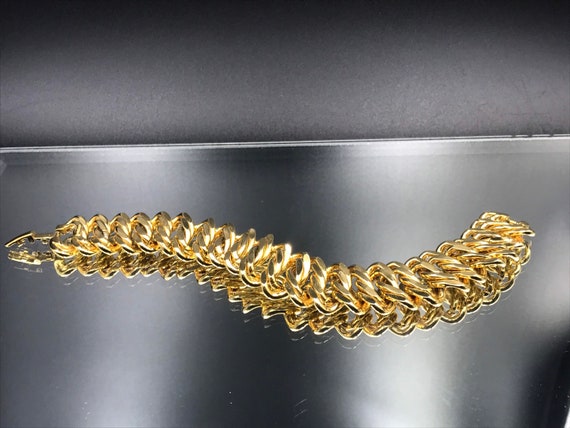 Vintage Monet Chunky Statement Link Goldtone Bracelet… - Gem
