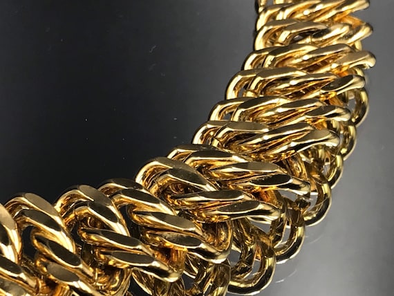 Vintage Monet Chunky Statement Link Goldtone Bracelet… - Gem