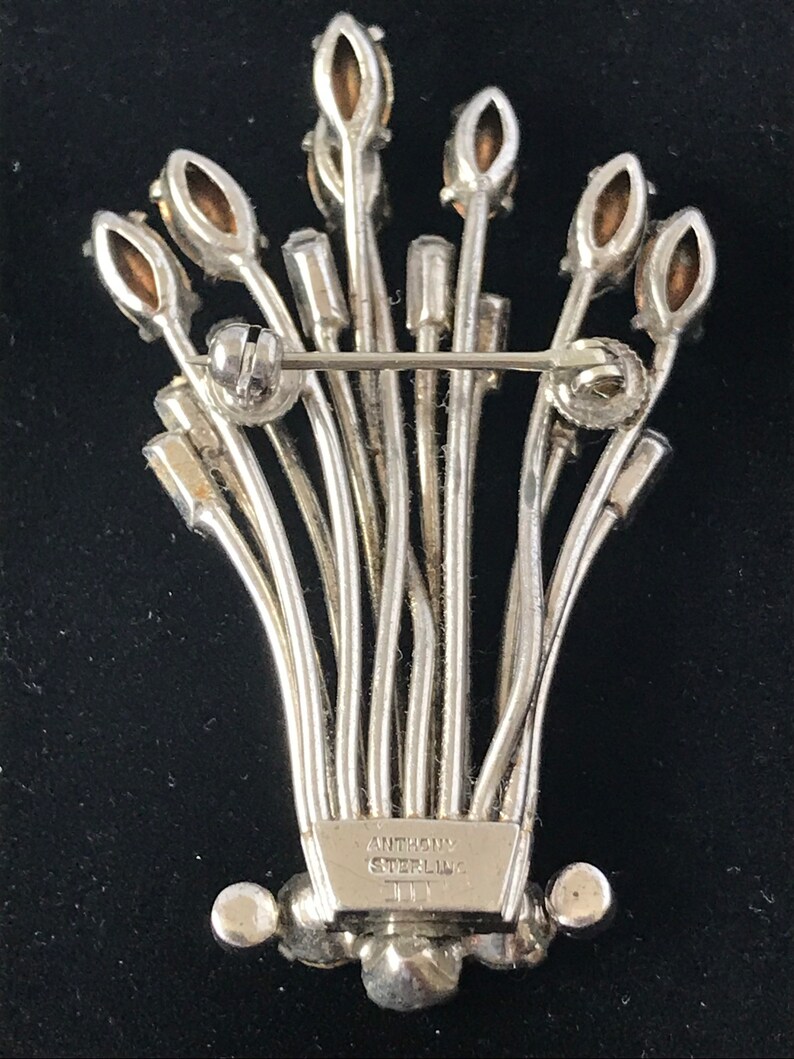 Vintage Sterling Silver Anthony Rhinestone Brooch Signed - Etsy