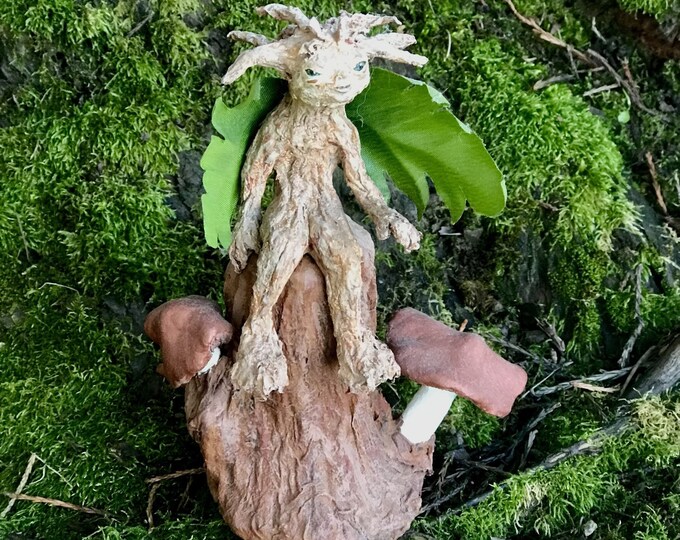 Forest Tree Nymph With Mushrooms Shelf Sitter Figurine - Etsy