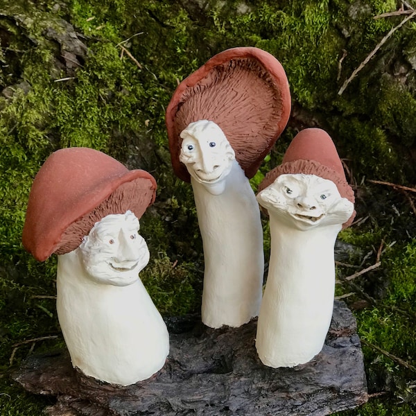 Mushroom People Figurines - Etsy