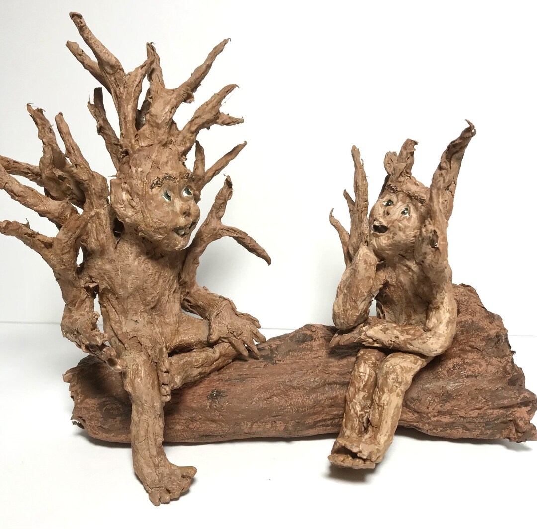 OOAK Fantasy Forest Tree Nymph Boy and Girl Treebles Paper Mache ...