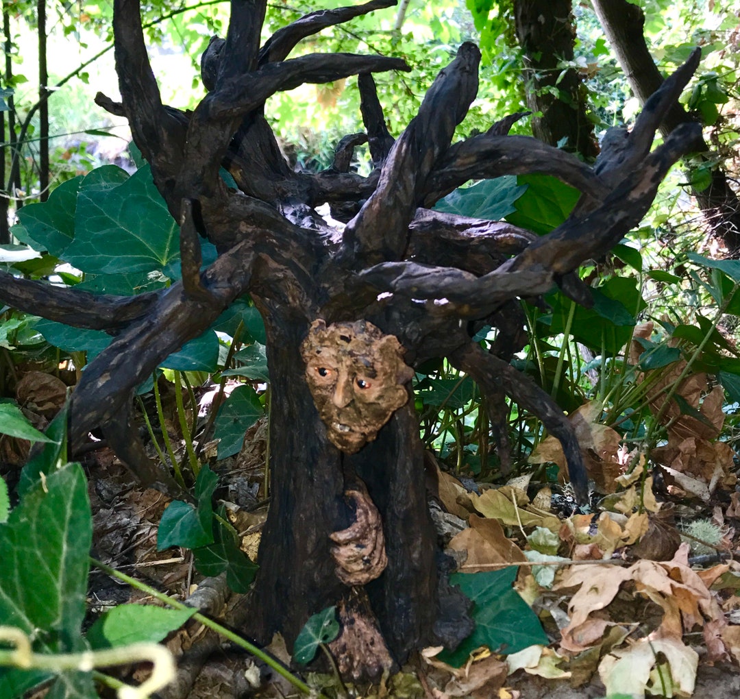 OOAK Large 14" Spooky Tree With Creepy Creature Peeking Out Hand ...