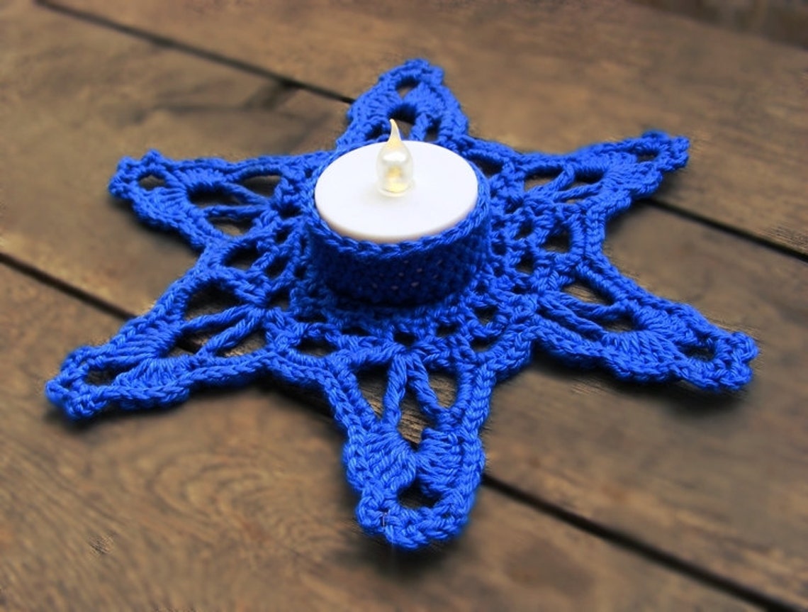 Crochet Snowflake Candle Coaster, Tealight Holder PDF Pattern - Etsy