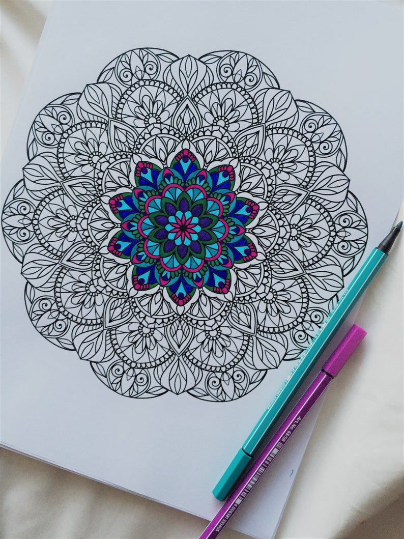 Instant Downloadable Mandala A4 Colouring Page Pattern 9 - Etsy