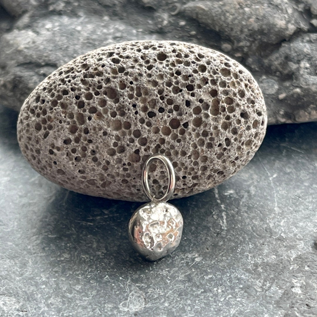 Silver Pebble Necklace. Recycled Silver Pebble. Round. Oval. Molten ...