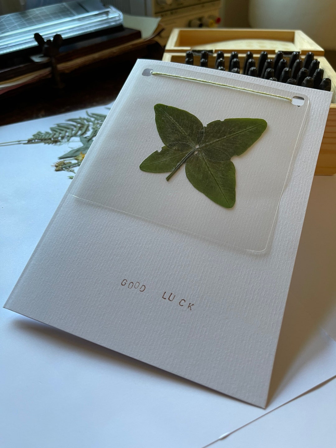 Four Leaf Clover Card. Handmade Cards. Handpicked Dried - Etsy