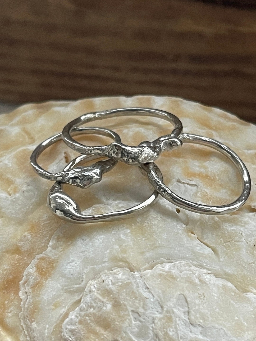 Molten Silver Pebble Rings. Sterling Silver Skinny Blob Melted Rings. Recycled Silver 925. - Etsy UK