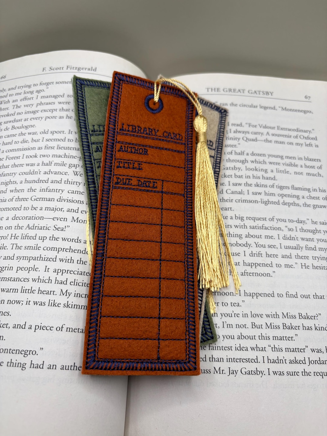 Library Card Bookmark | Book Lover Gift | Reader Gift | Embroidered ...