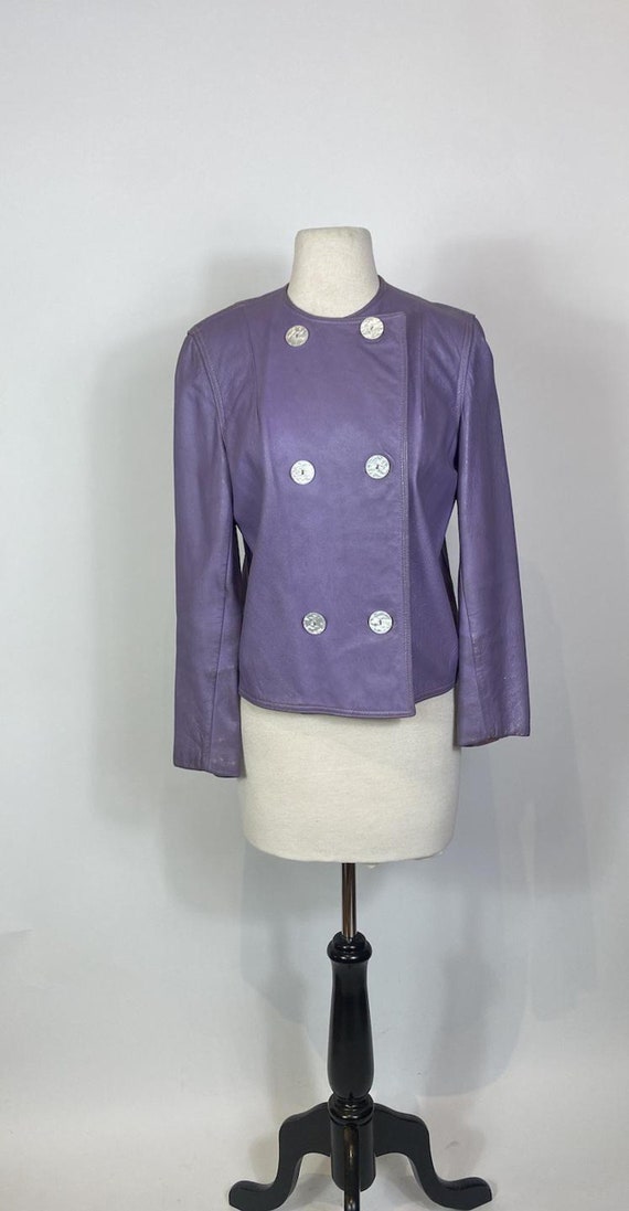 1960s - 1970s Lavender Purple Leather Jacket by Leath… - Gem
