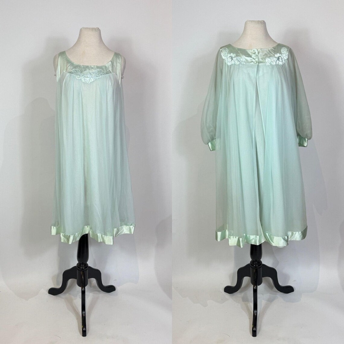 1960s Gossard Artemis Minty Green Blue Peignoir Slip and Robe Set - Etsy