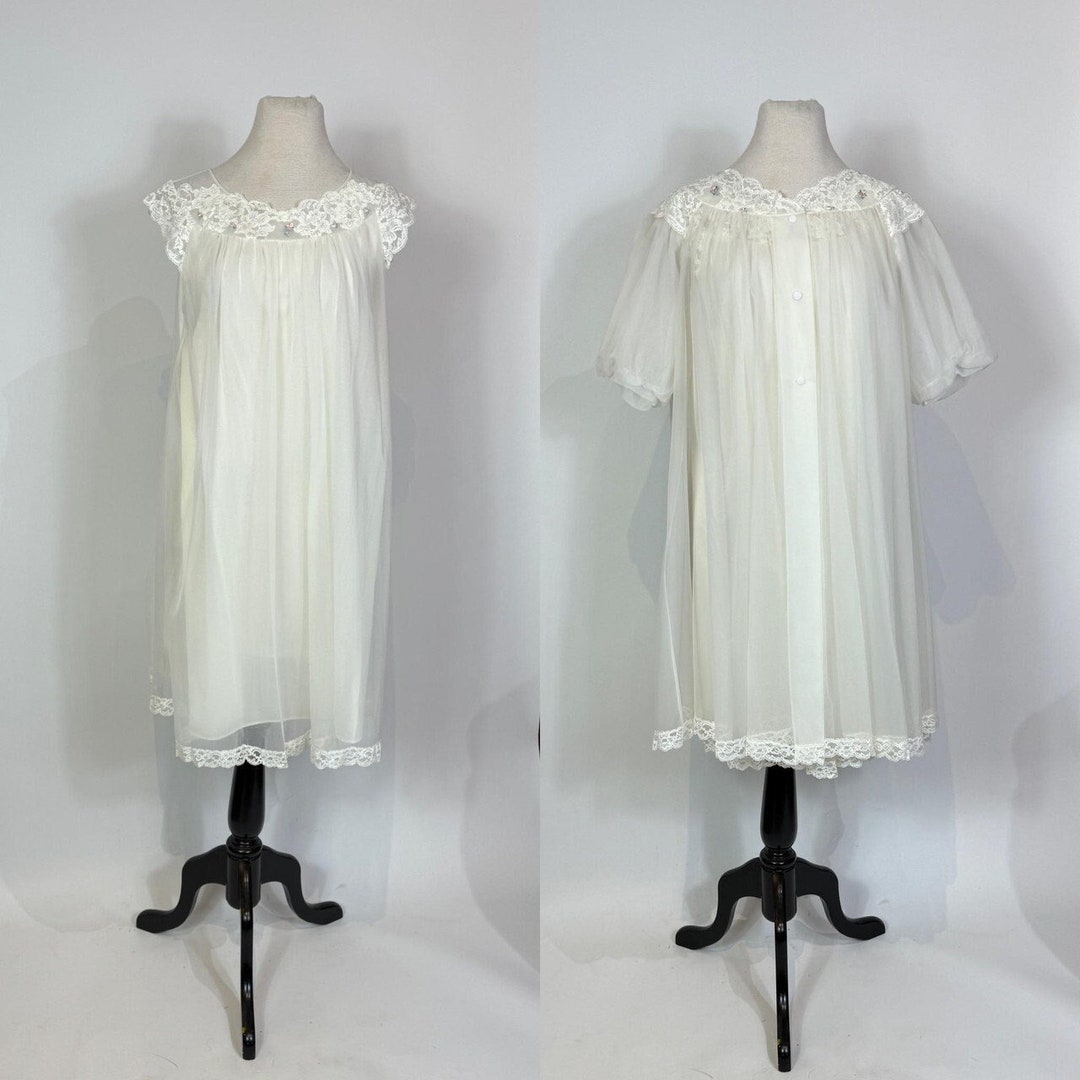 1960s Shadowline White Chiffon Peignoir Slip Dress and Robe Set - Etsy