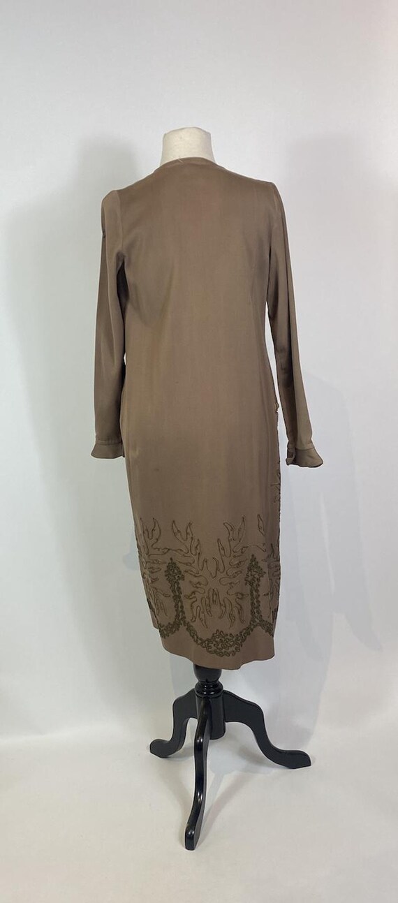 1920s Brown Wool Embroidered Duster Jacket - Gem