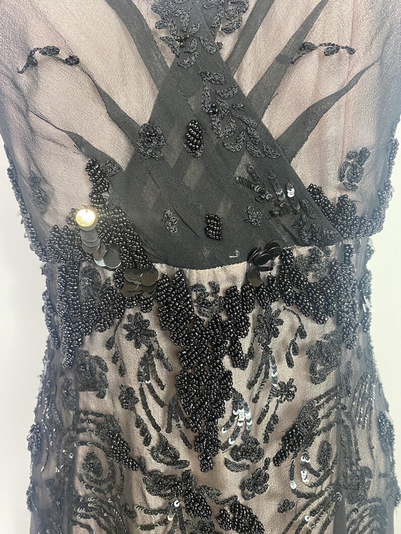 1990s Y2K Anopia Beige and Black Silk Beaded Gown Deadstock NWT - Etsy