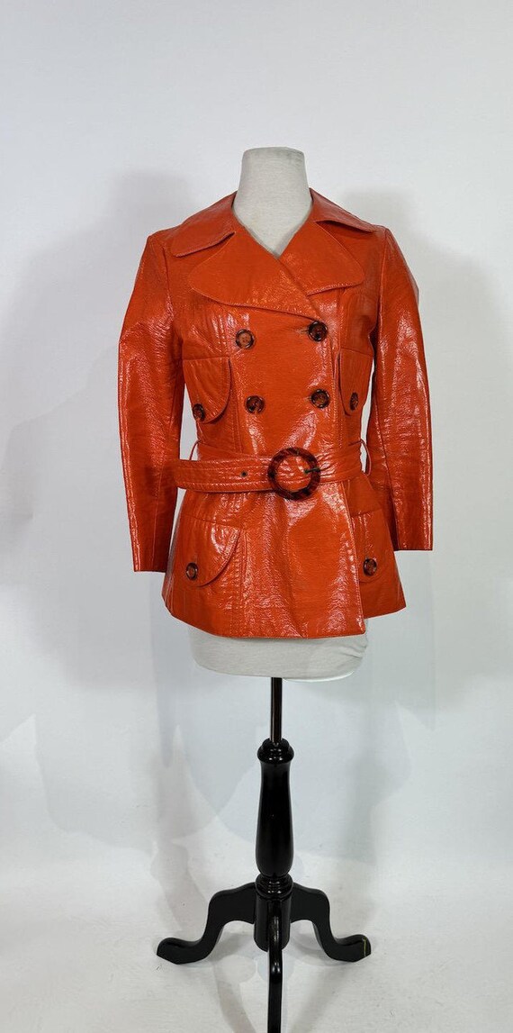 1960s - 1970s Foxrun Mod Orange Vinyl Jacket - Gem