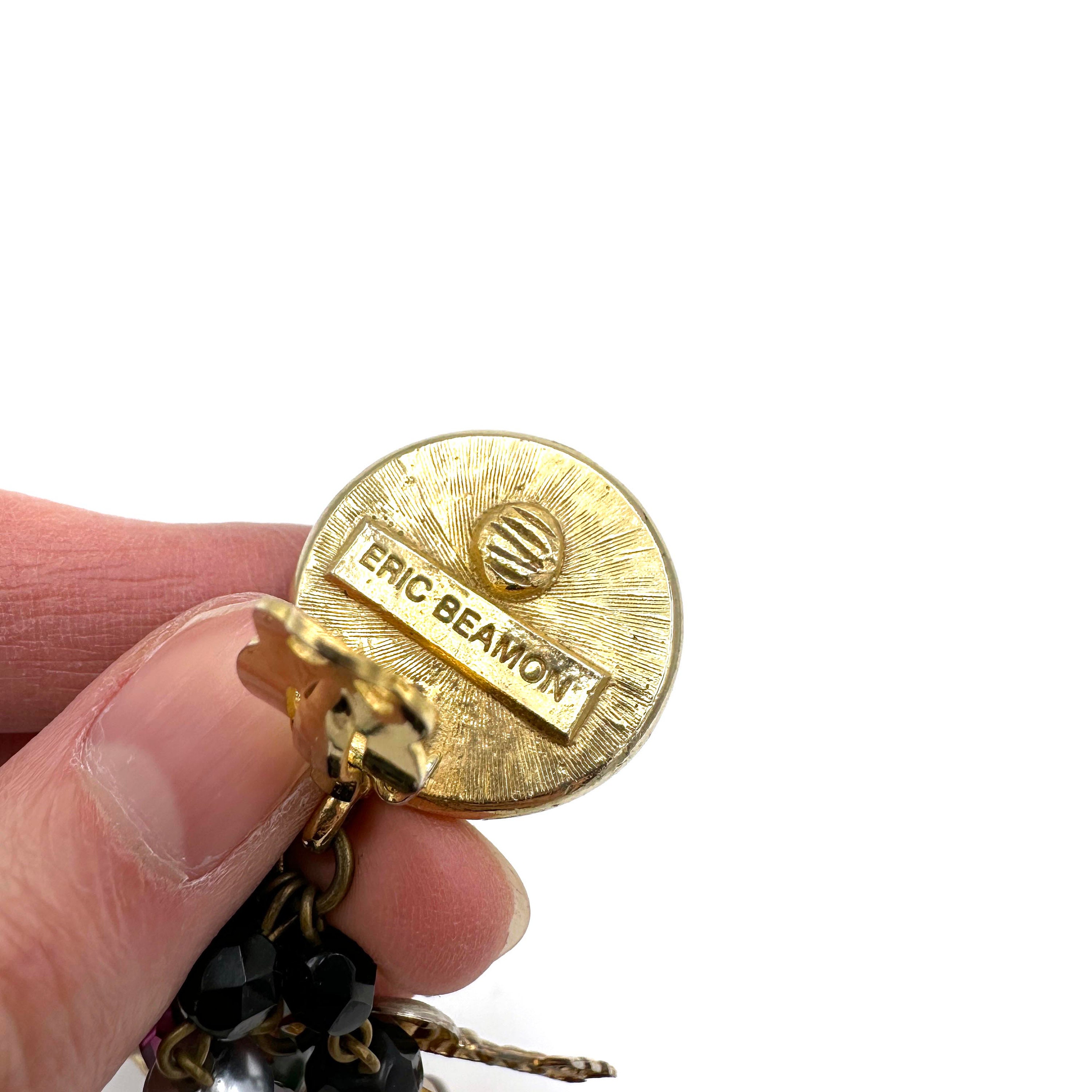 1980s Eric Beamon Jumbo Beaded Charm Clip on Earrings - Etsy