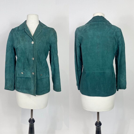 1960s - 1970s Franklin Simon Green Suede Leather Jack… - Gem