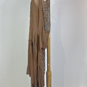1920s Art Deco Tan Silk Chiffon Beaded Fringe Flapper Dress - Etsy